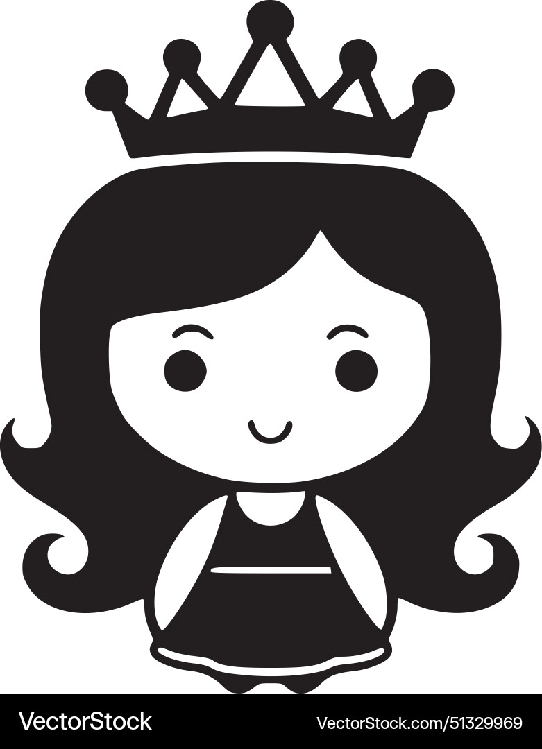 Princess - black and white Royalty Free Vector Image