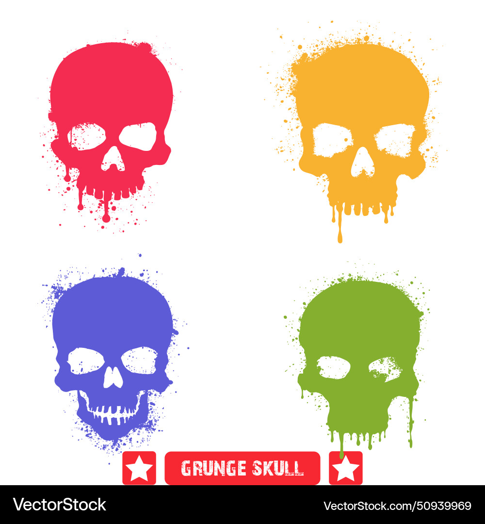 Urban decay skull silhouette pack raw Royalty Free Vector