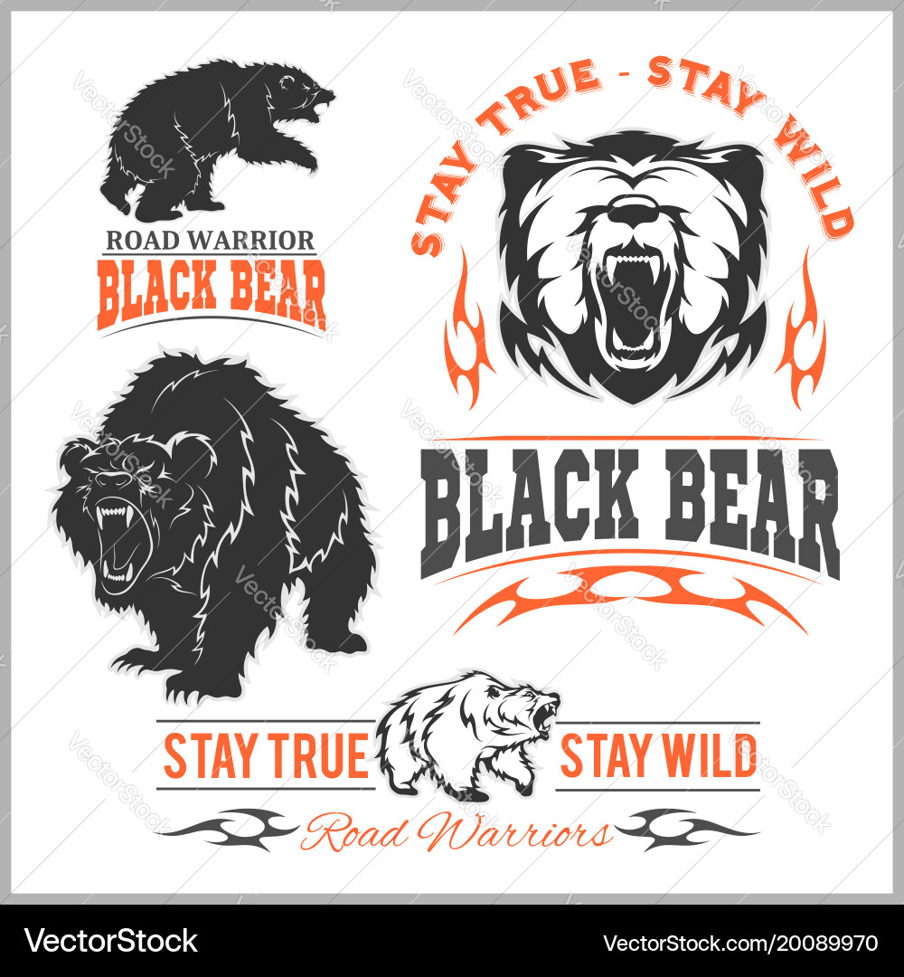 Black bear for logo sport team emblem design Vector Image
