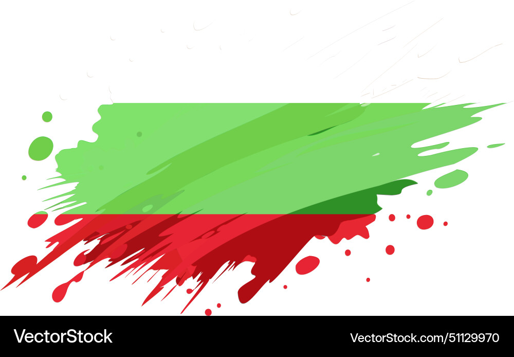Bulgaria flag painted with grunge brush stroke Vector Image