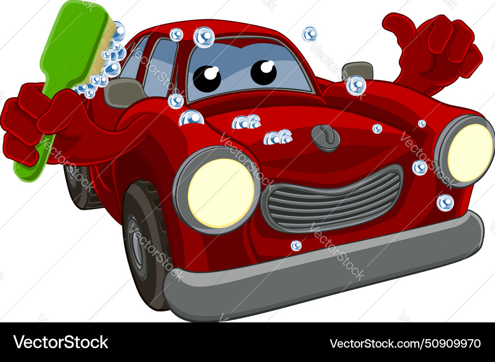 Car wash cartoon mascot Royalty Free Vector Image
