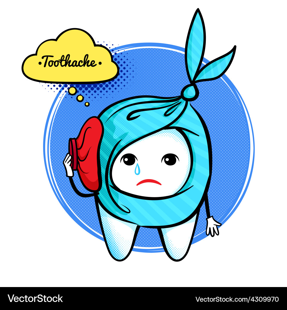 Cute aching tooth character Royalty Free Vector Image