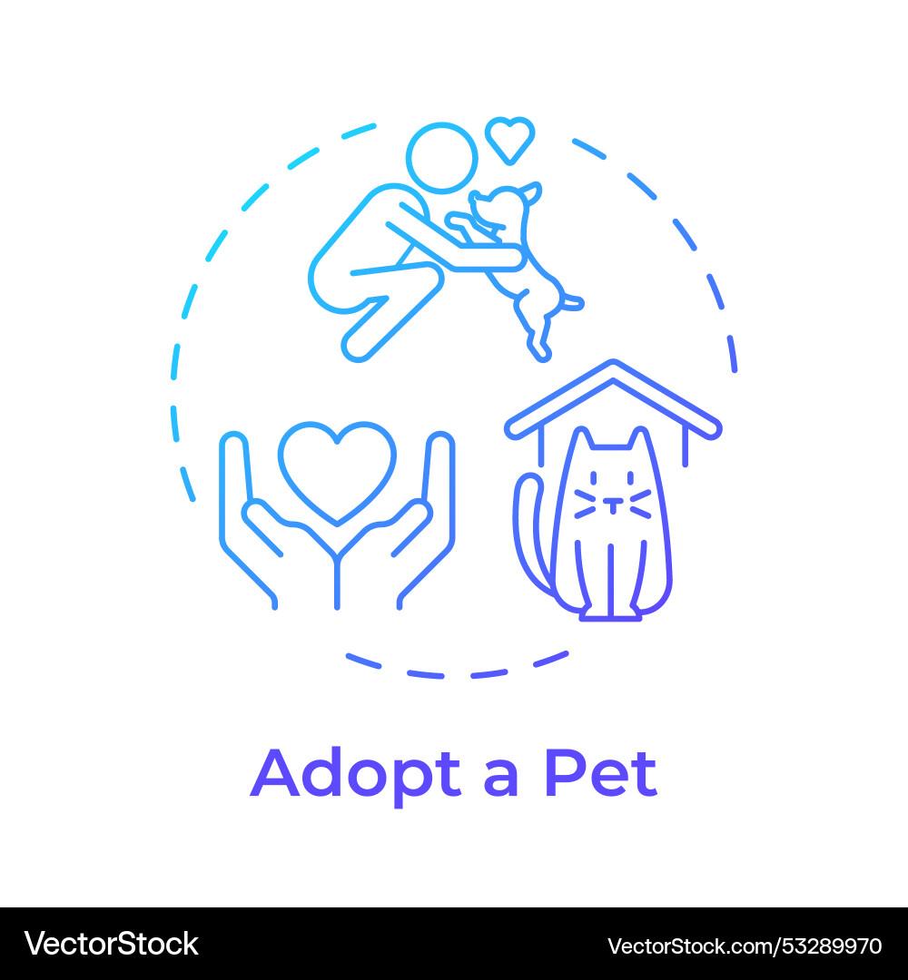 Pet adoption blue gradient concept icon Royalty Free Vector