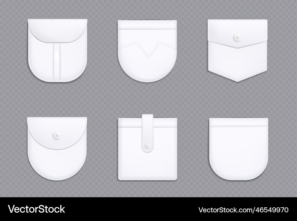 Realistic set of white pocket templates Royalty Free Vector