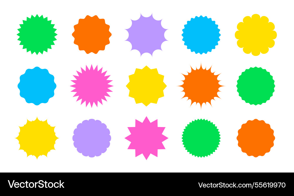 Star round sticker tag icon shape set circle Vector Image
