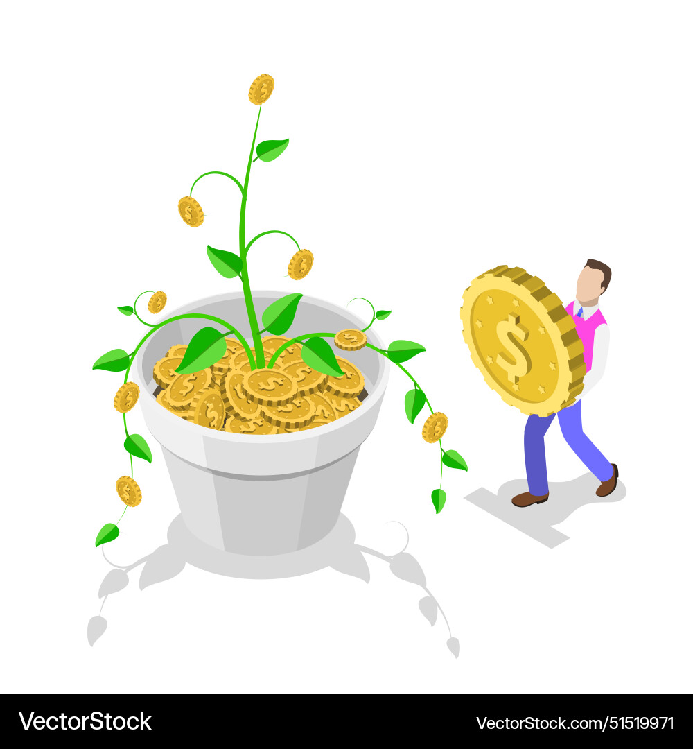 3d isometric flat of financial Royalty Free Vector Image