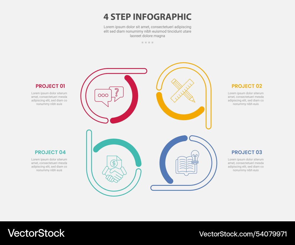 4 points template infographic outline style Vector Image