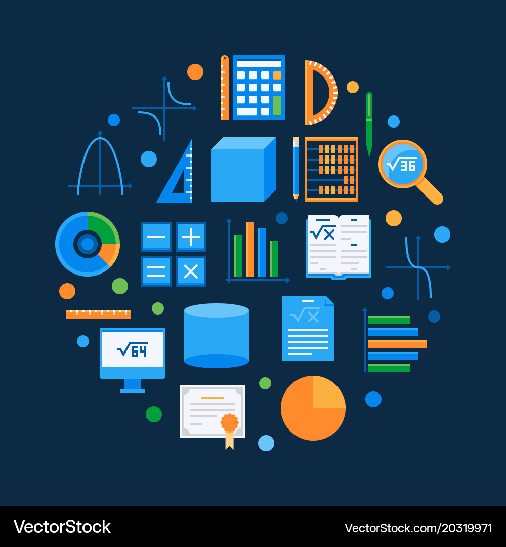 Algebra and math round flat symbol Royalty Free Vector Image