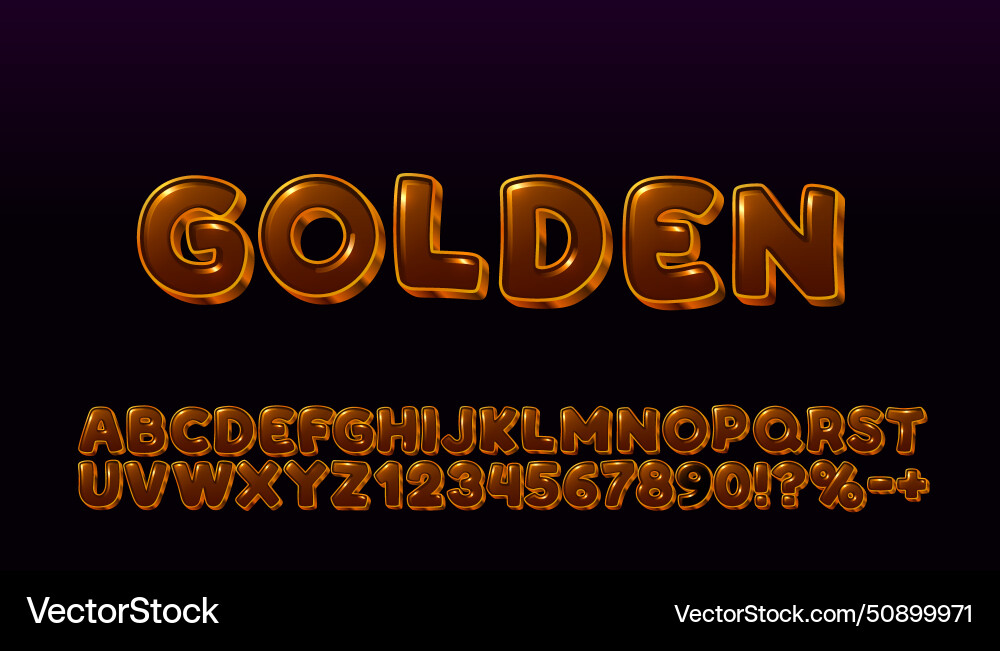 Gold font set collection letters and numbers Vector Image