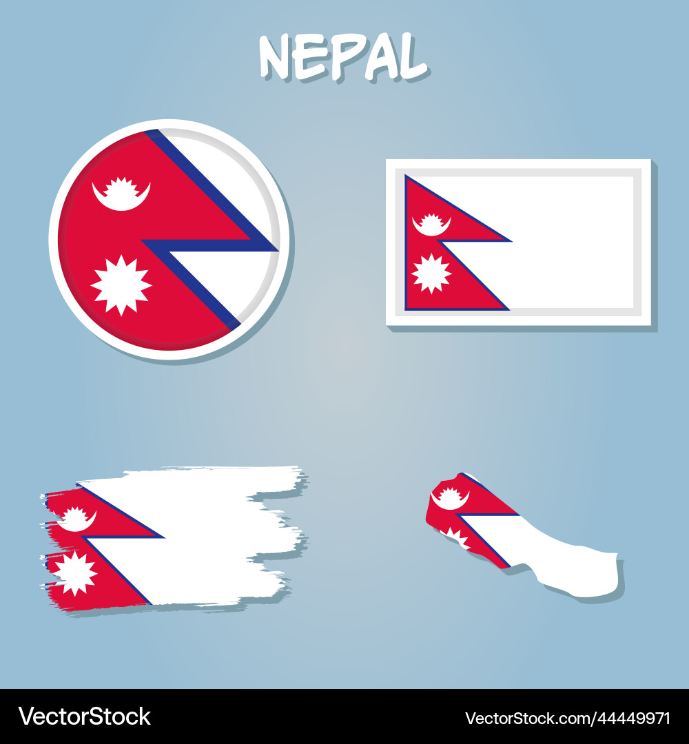 Nepal flag inside the nepalese map borders Vector Image