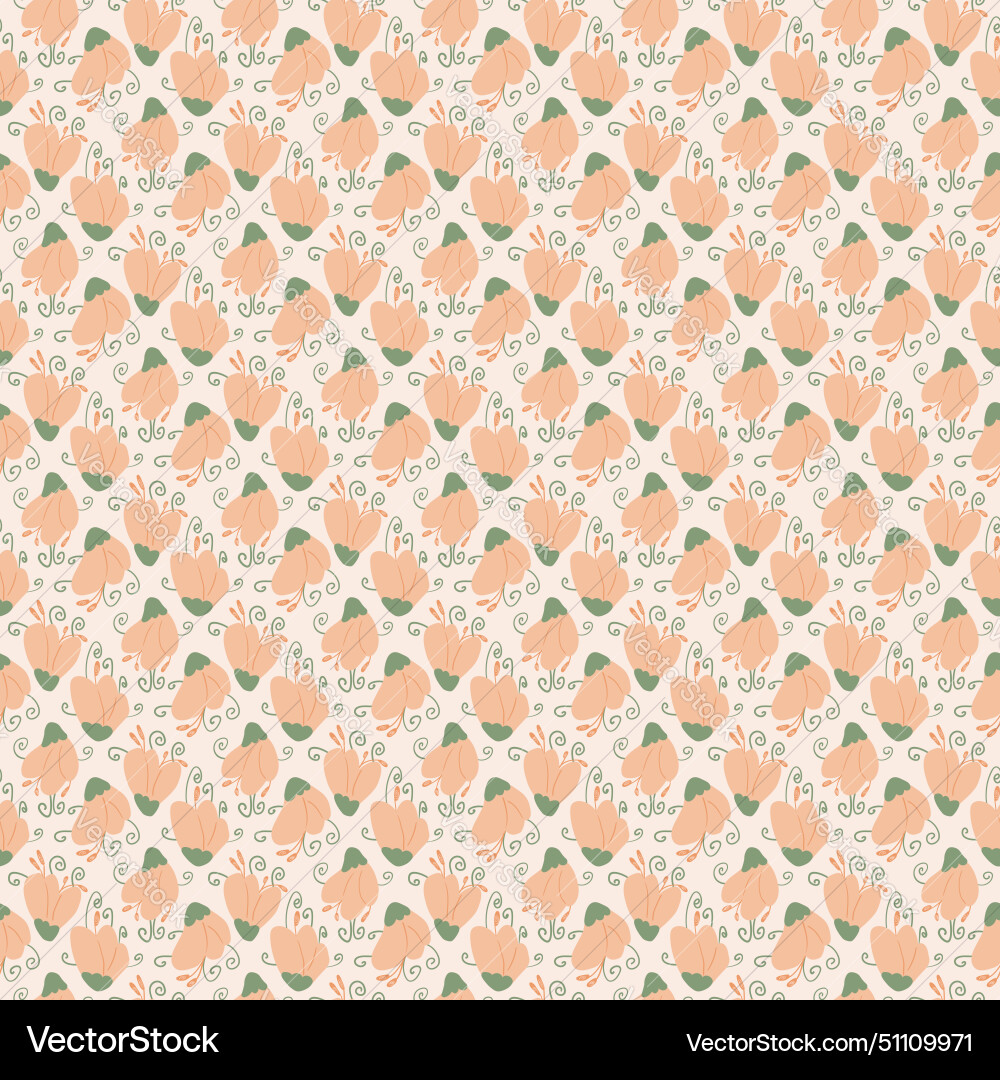 Peach fuzz wildflowers simple seamless pattern Vector Image