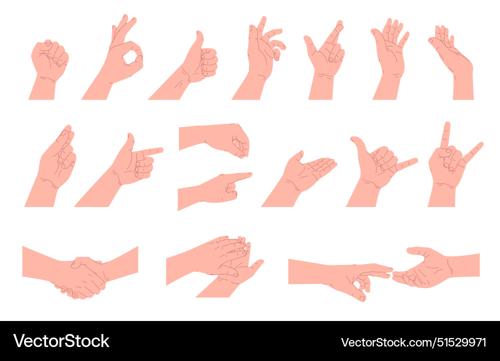 Set of human hands with different gestures Vector Image