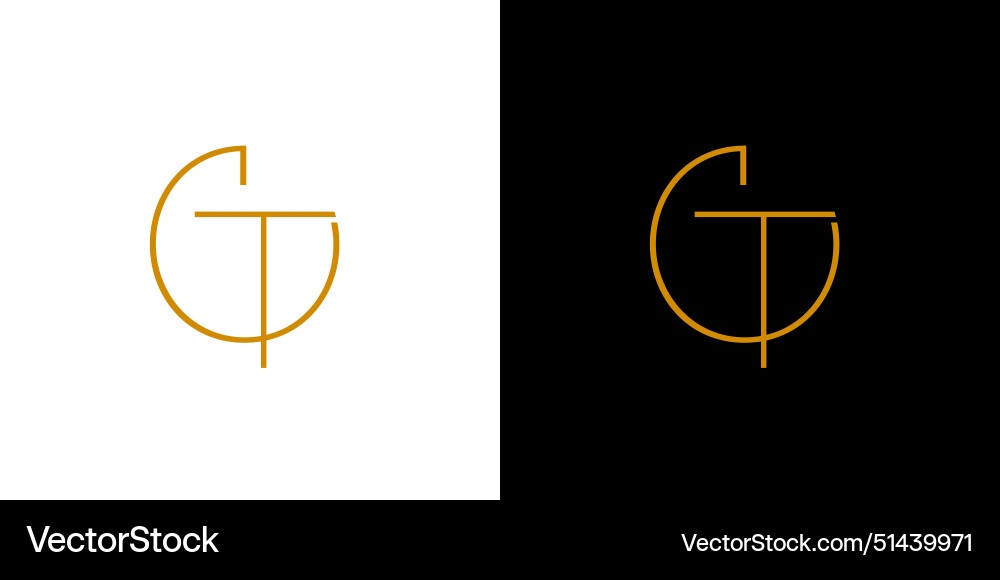Unique and modern gt logo design Royalty Free Vector Image