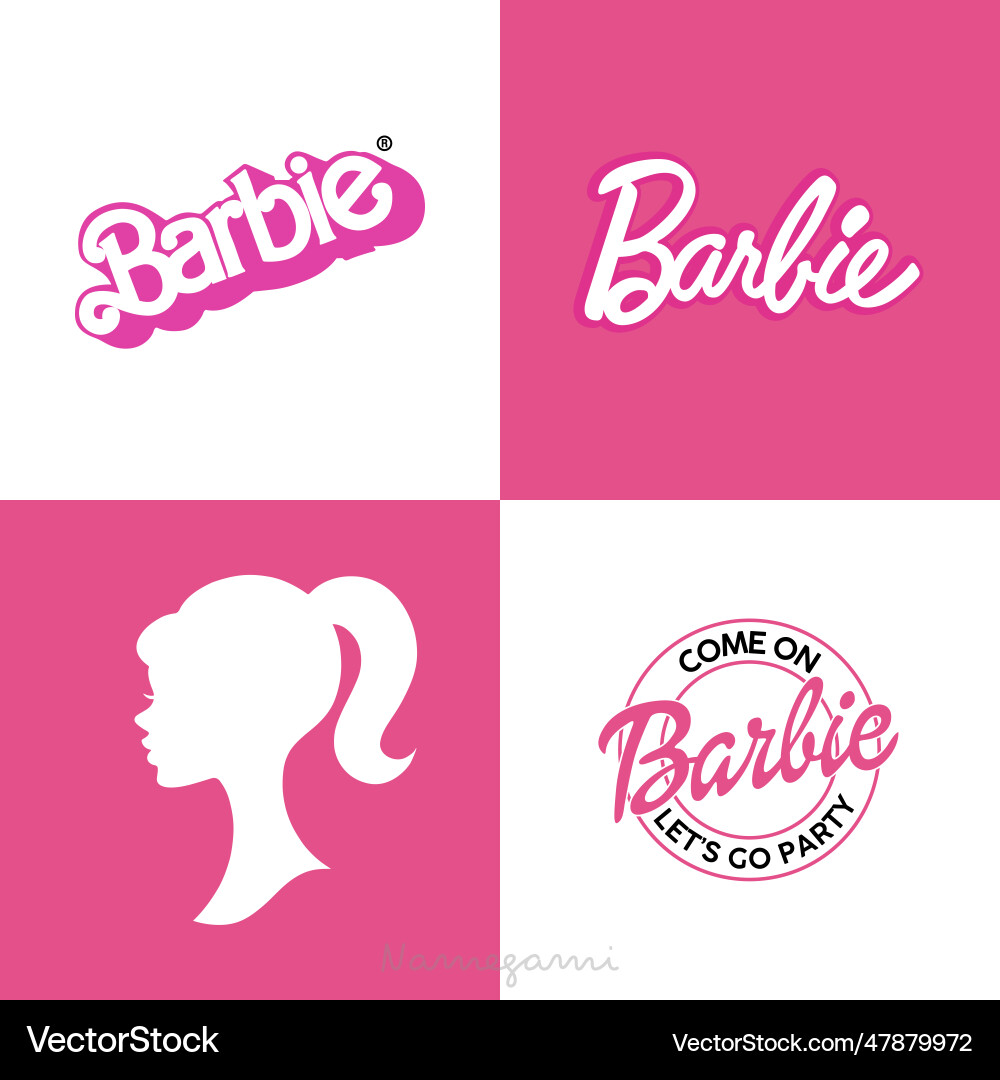 Barbie Logos Collection Royalty Free Vector Image