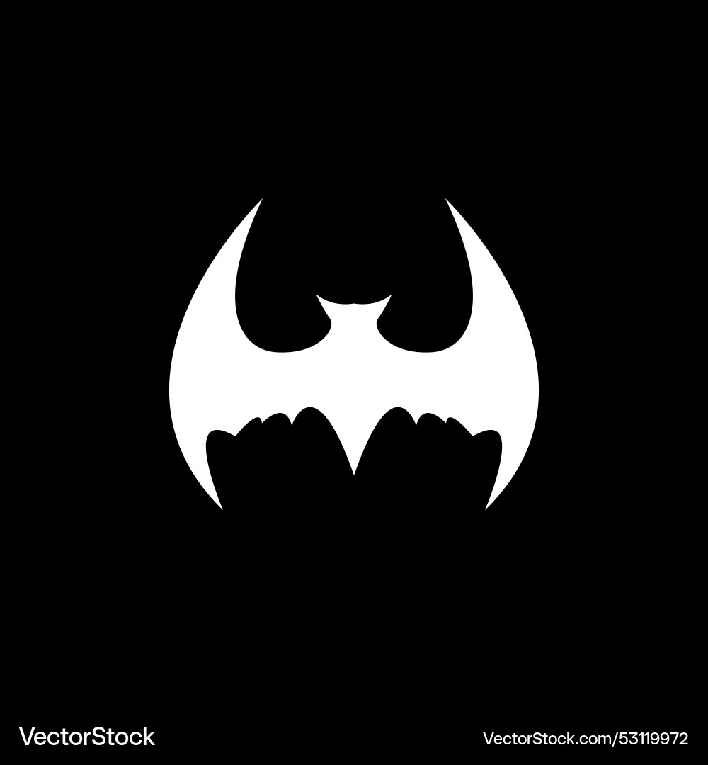Halloween white bat animal icon logo Royalty Free Vector