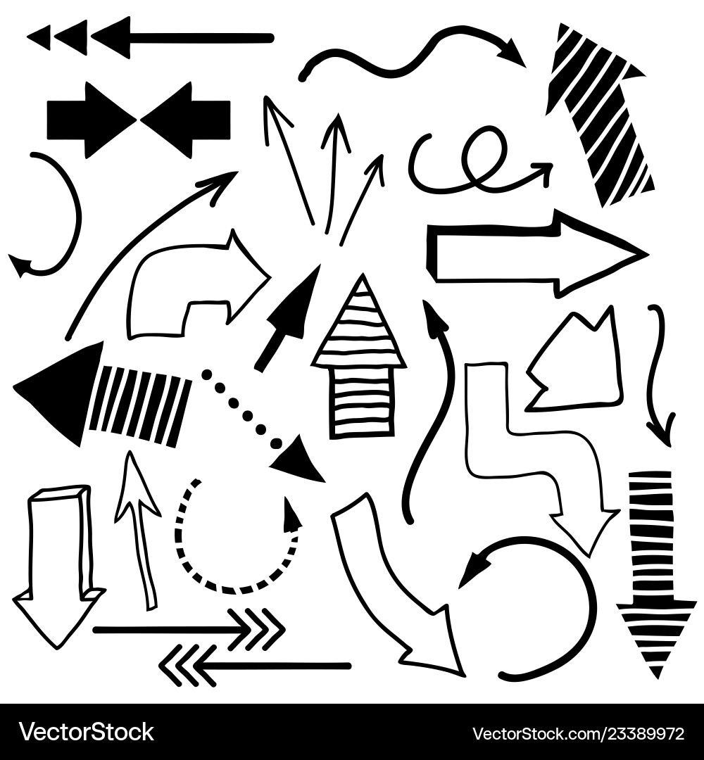 Hand drawn arrows doodle set Royalty Free Vector Image