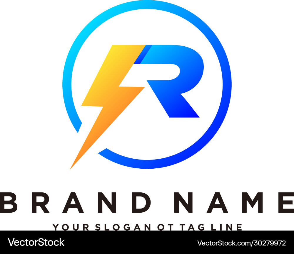 Letter r flash electrical logo design Royalty Free Vector