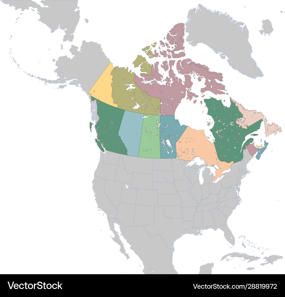 Map provinces and territories Royalty Free Vector Image