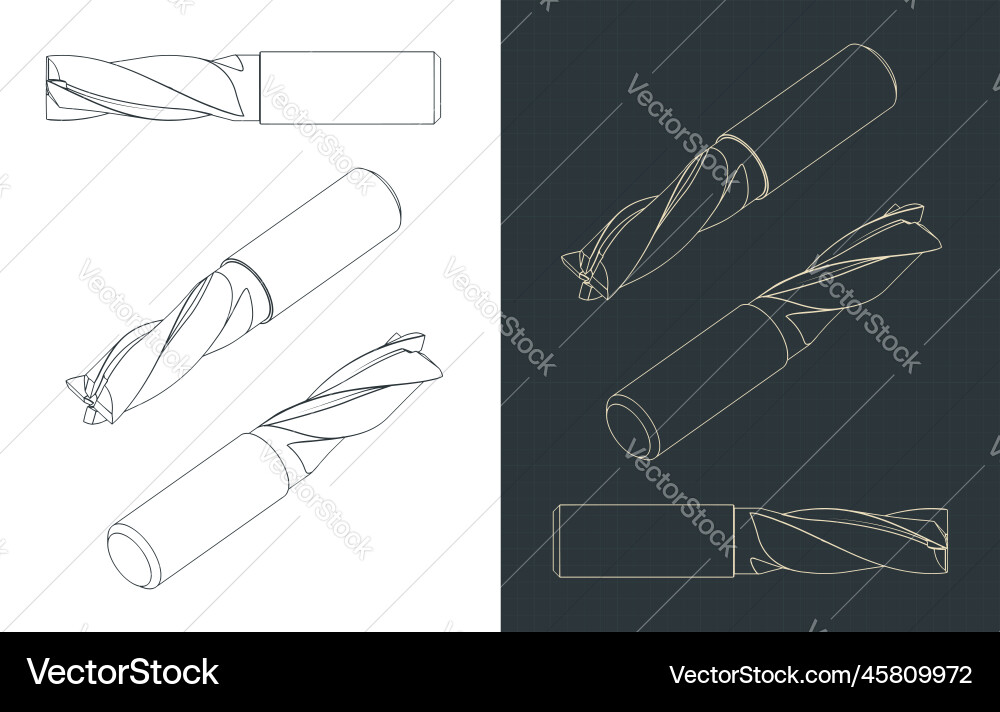Mill cutter blueprints Royalty Free Vector Image