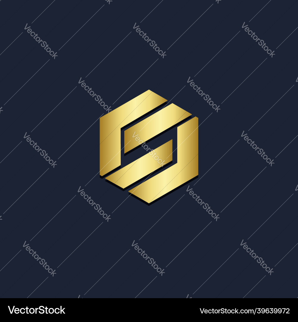 Polygon shape gold logo Royalty Free Vector Image