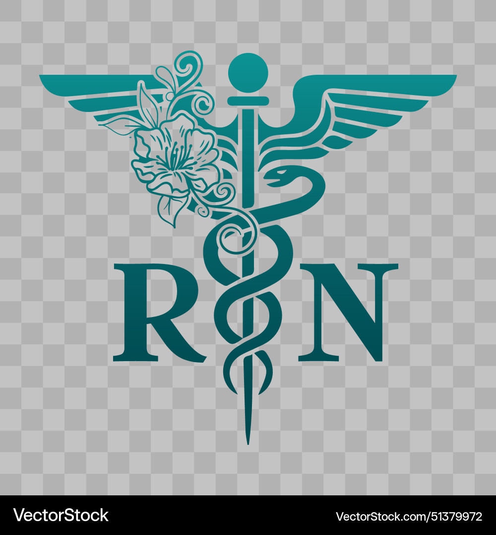 Registered nurse medical symbol with rn text Vector Image