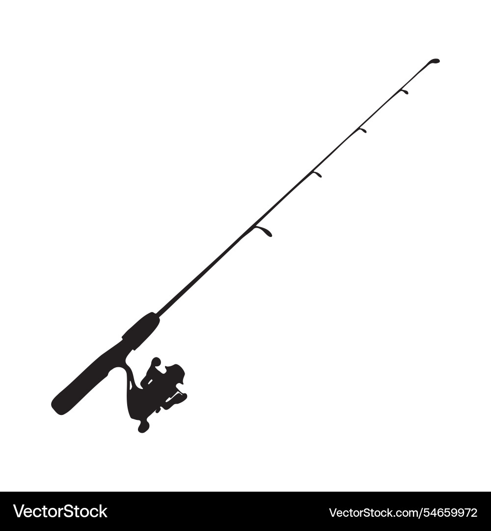 Spin fishing rod silhouette Royalty Free Vector Image