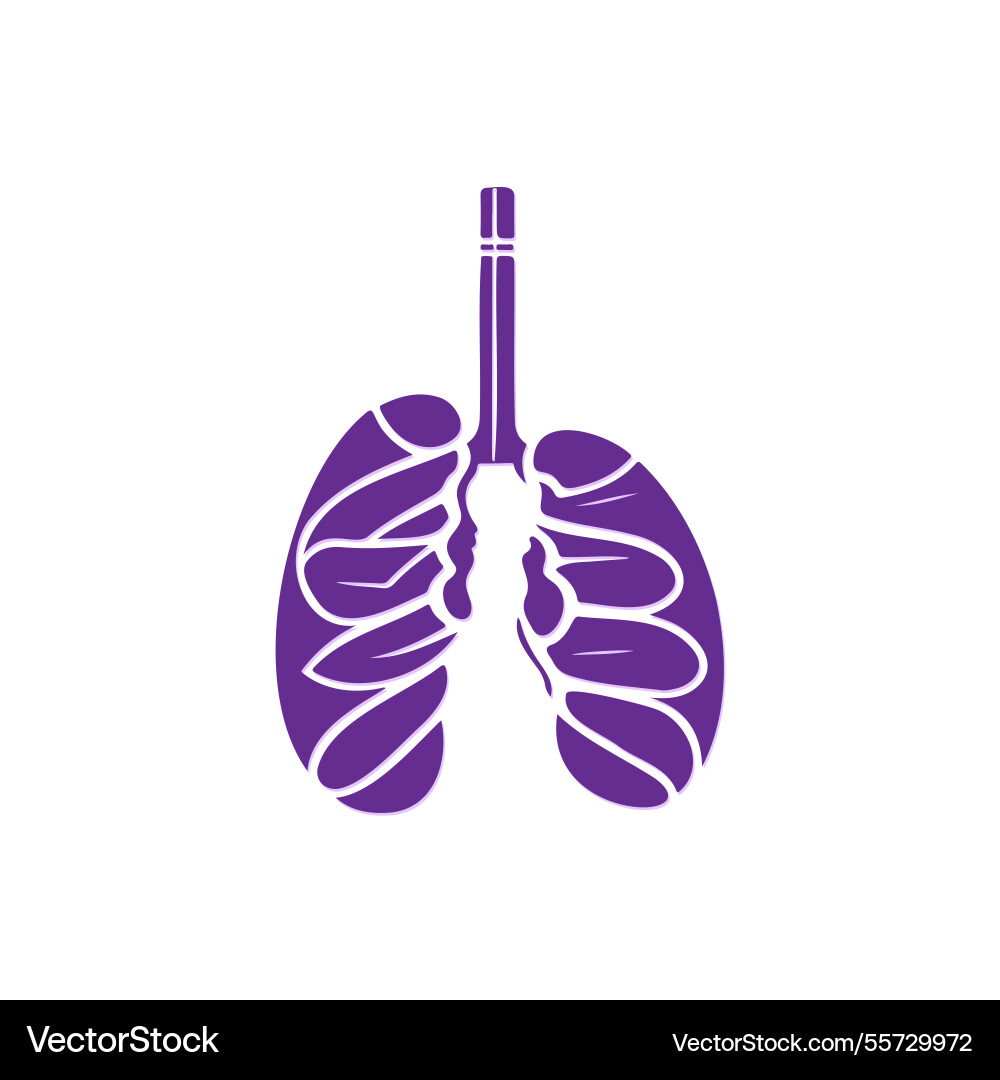 Stylized purple lung icon on white background Vector Image