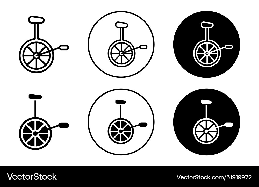 Unicycle icon collection of outline thin line Vector Image