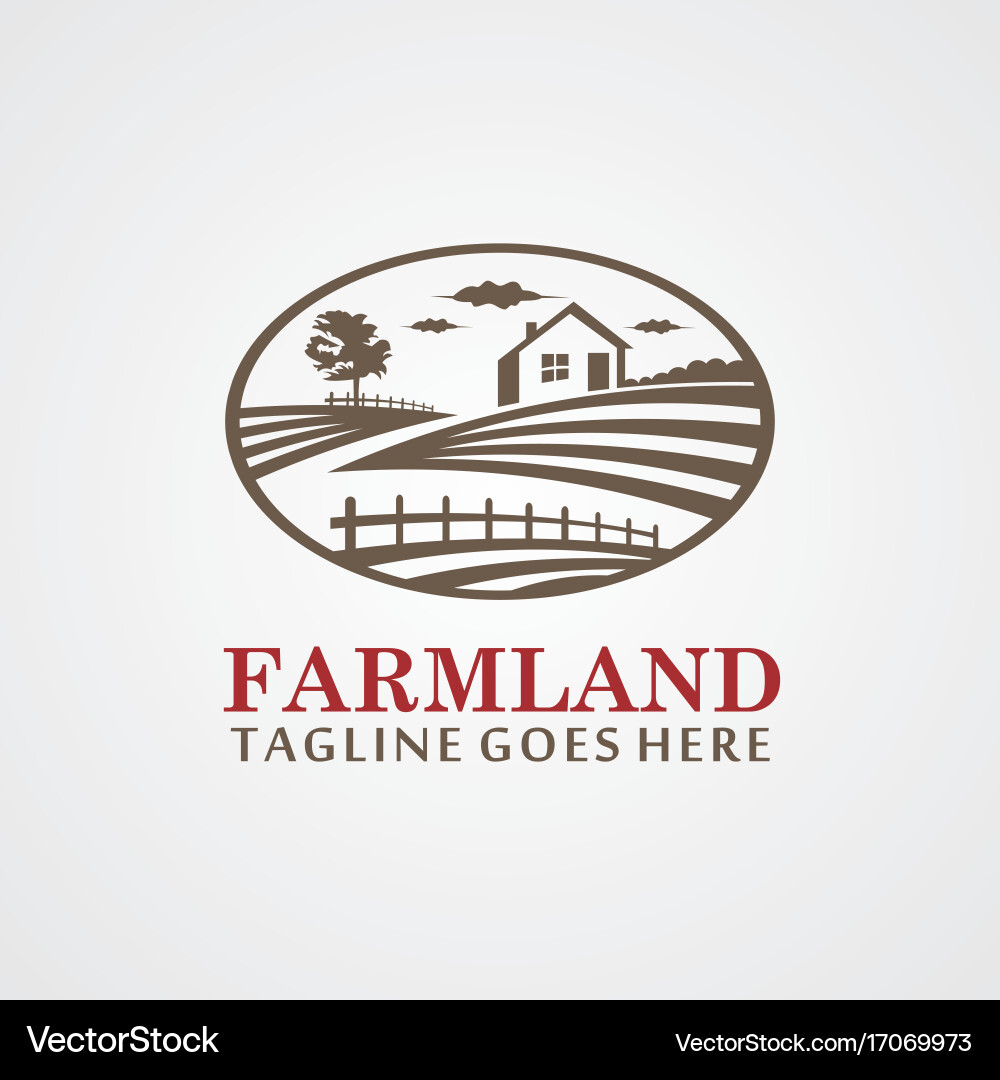 Farmland vintage logo Royalty Free Vector Image