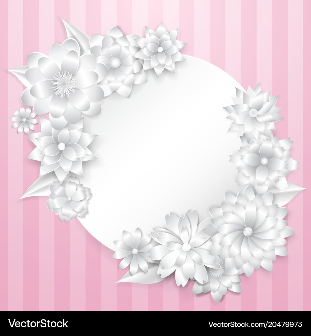Greeting card template with paper flowers Vector Image