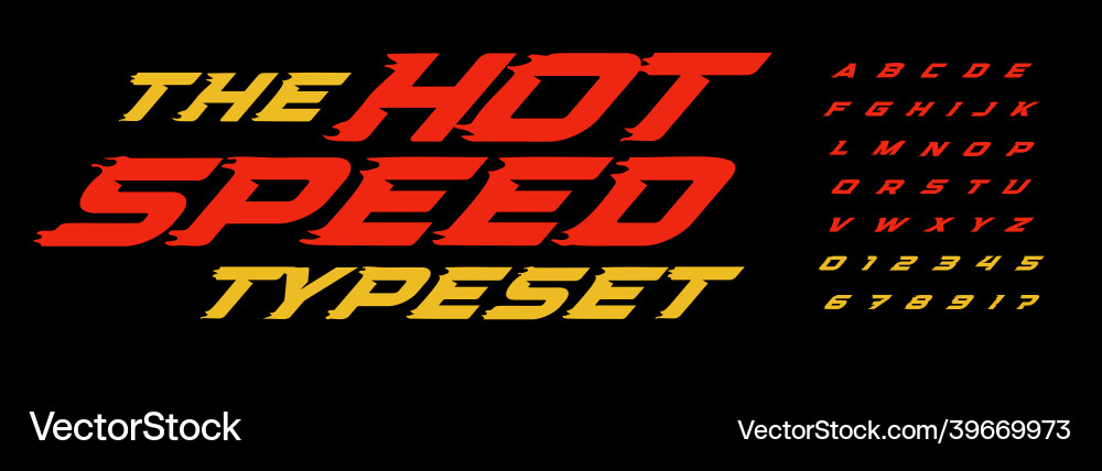 Hot speed font red grilled letters design Vector Image
