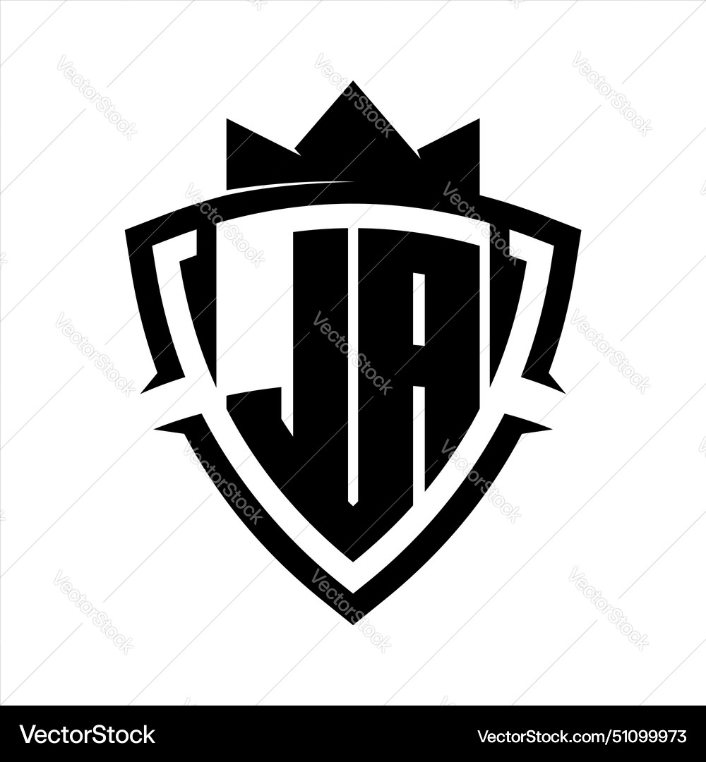 Ja letter bold monogram triangle curve shield Vector Image