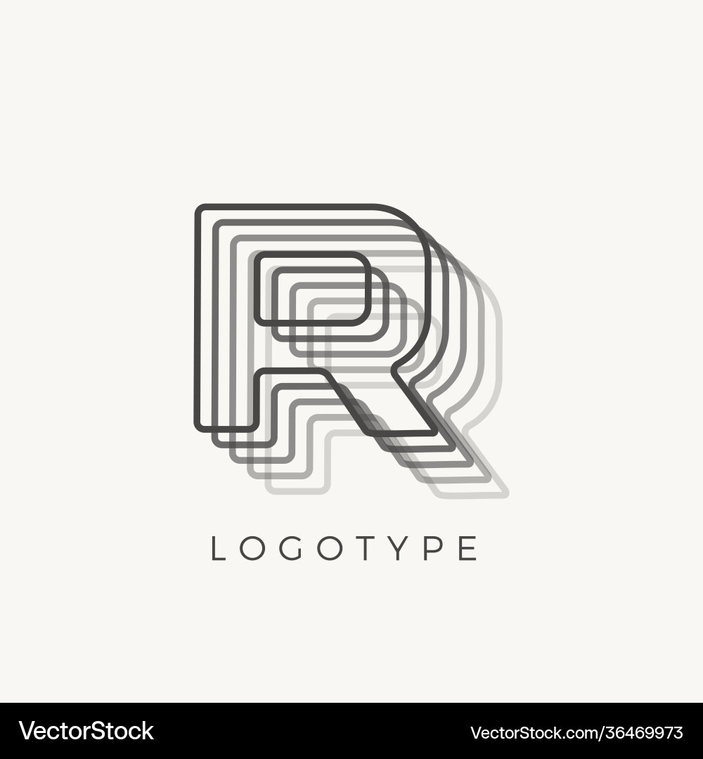 Letter r outline stripes blend effect Royalty Free Vector