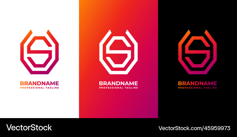 Letter us monogram octagon logo Royalty Free Vector Image