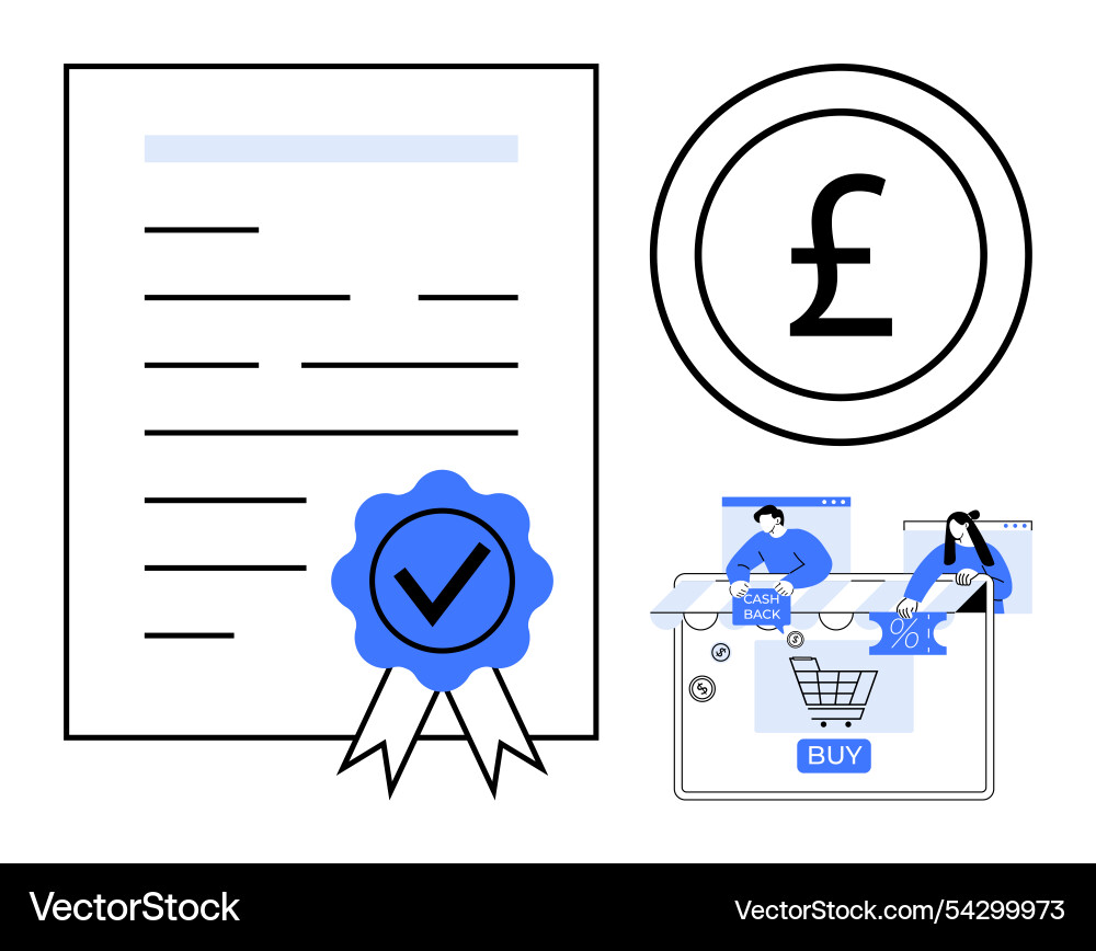 Official document with seal pound sterling Vector Image