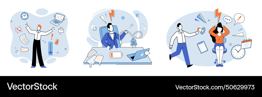 Stress at work a stressed worker may experience Vector Image