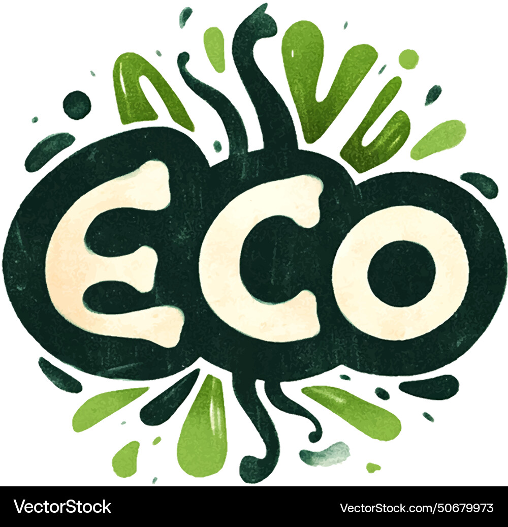 Word eco is written in a green font Royalty Free Vector