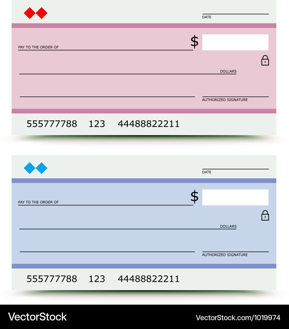 Bank check Royalty Free Vector Image - VectorStock