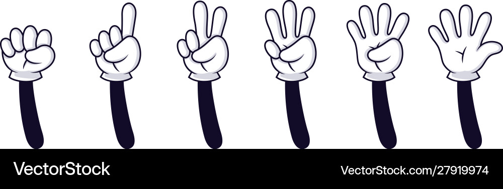 Cartoon hand numbers gesture counting sign hands Vector Image