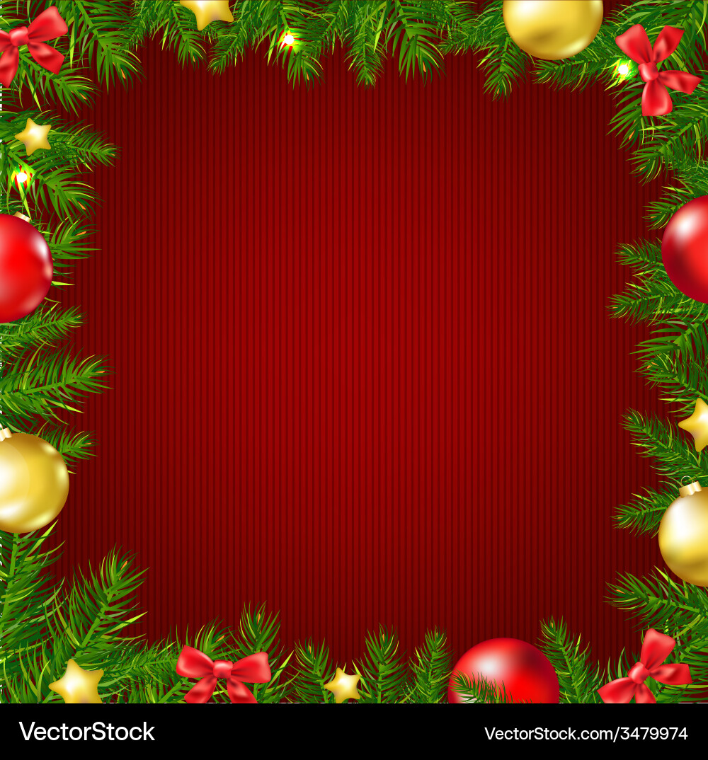 Christmas fir tree border card Royalty Free Vector Image