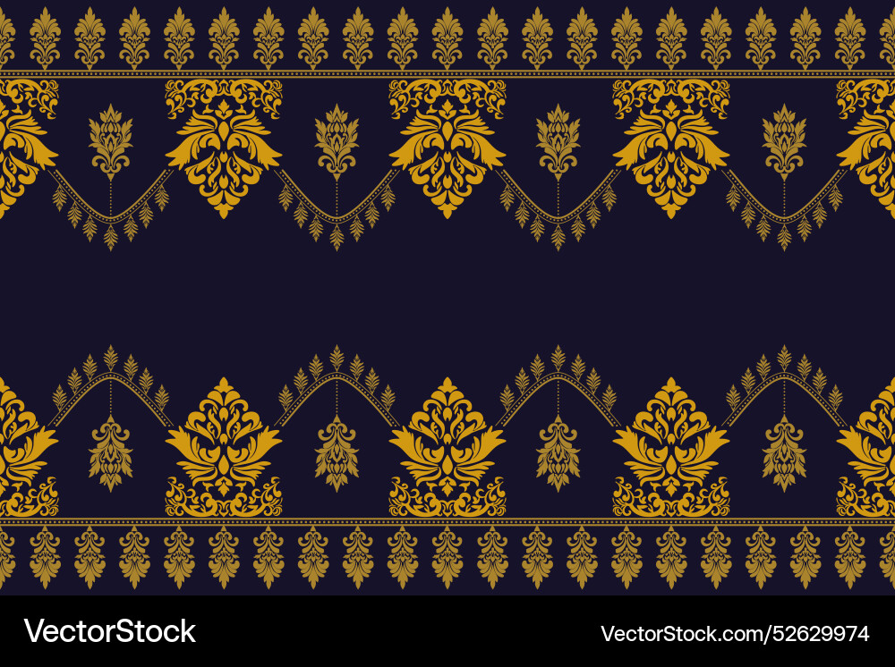Gold damask floral seamless pattern Royalty Free Vector
