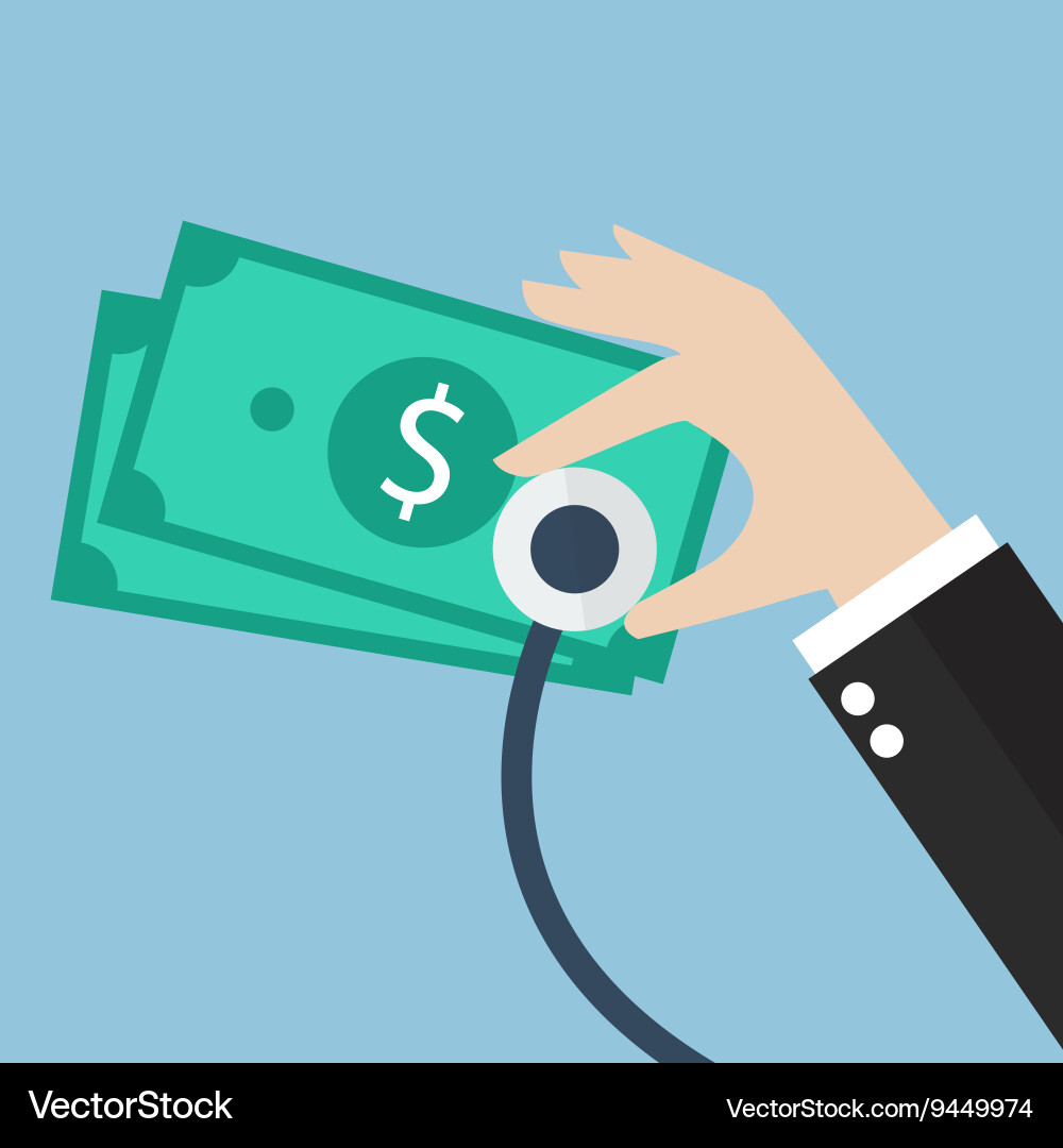 Hand holding stethoscope for financial checkup Vector Image
