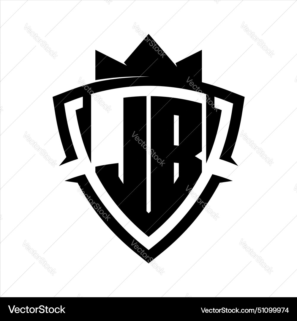 Jb letter bold monogram triangle curve shield Vector Image