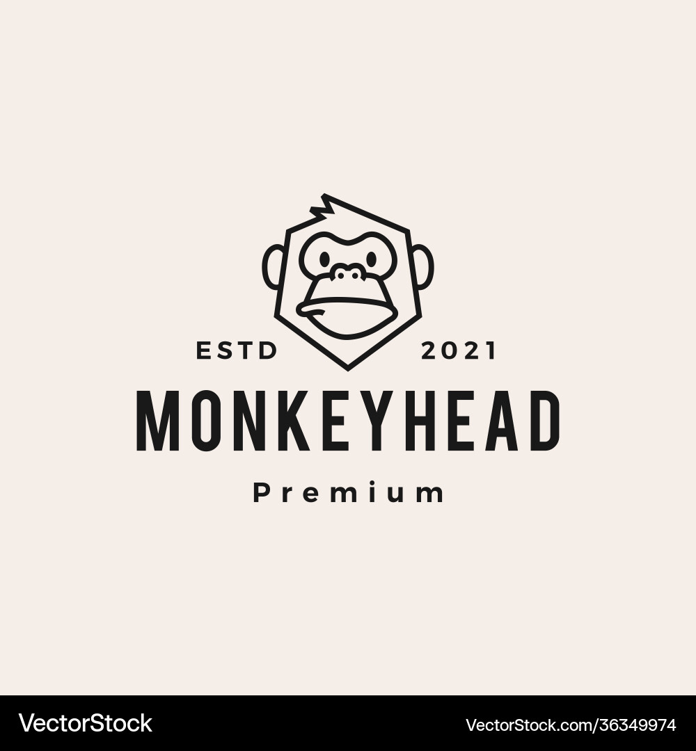 Monkey Head Logo - Retro Vintage Style Royalty Free Vector