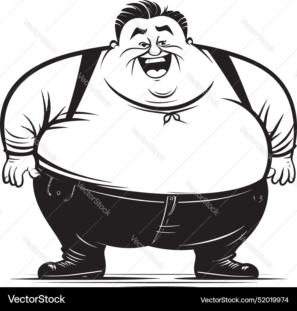 Portly portrait fat man emblem icon hefty Vector Image