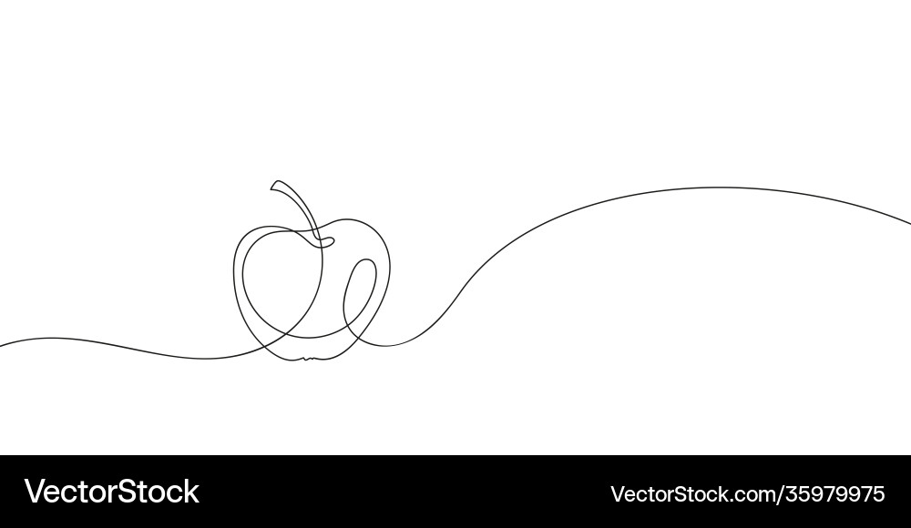 Apple One Line Drawing Royalty Free Vector Image