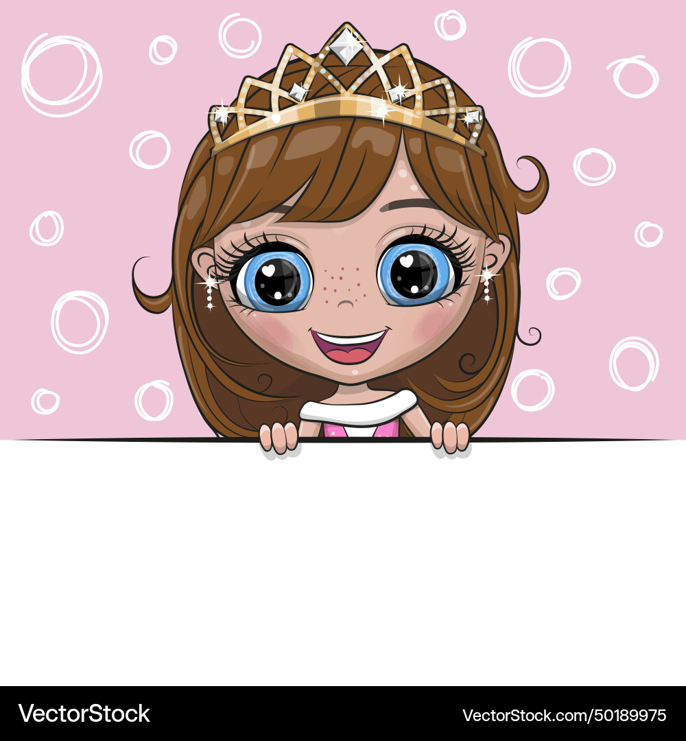 Cute cartoon princess with placard Royalty Free Vector Image