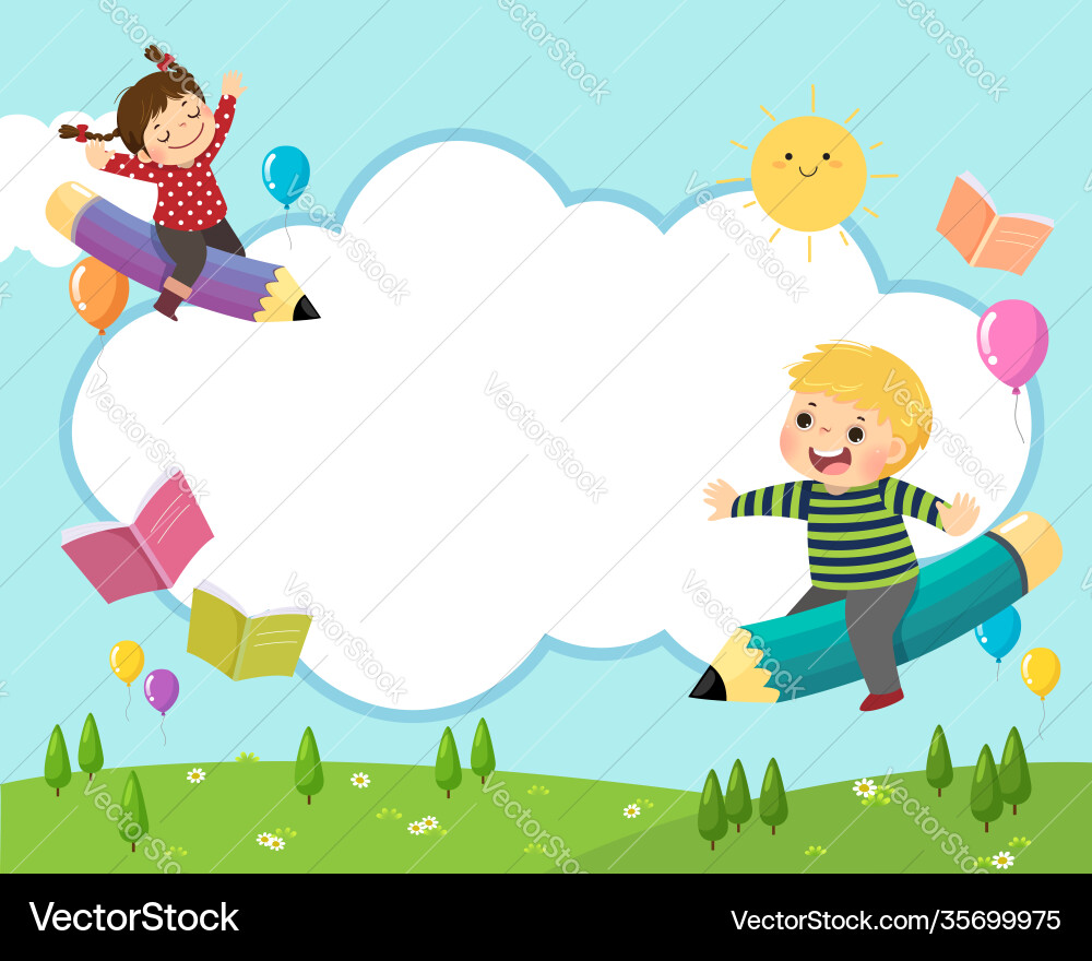 Flying Pencil School Adventure Royalty Free Vector Image