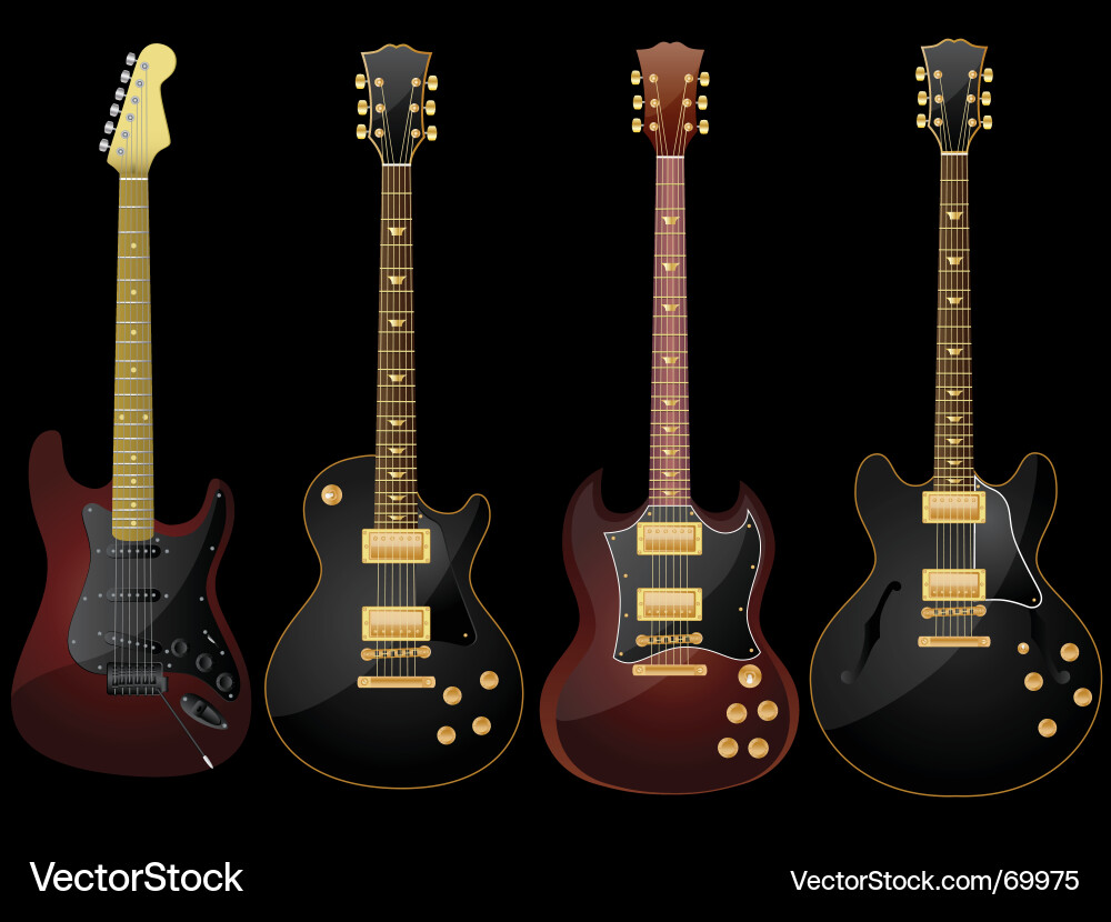 Glossy guitars Royalty Free Vector Image - VectorStock