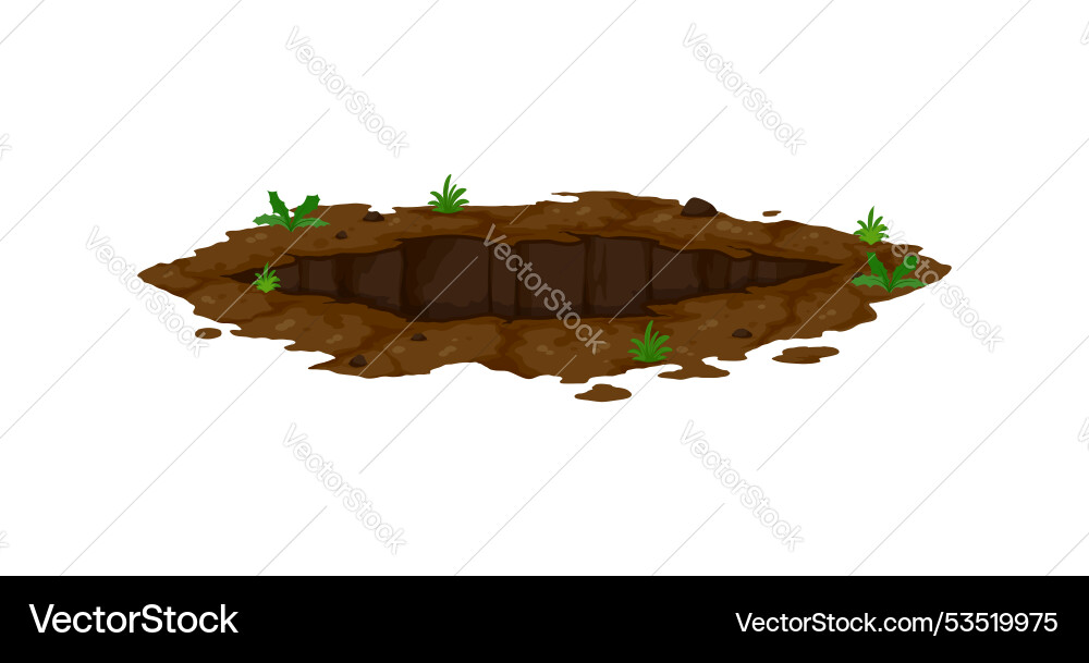 Ground hole or dip pit burrow in earth soil Vector Image